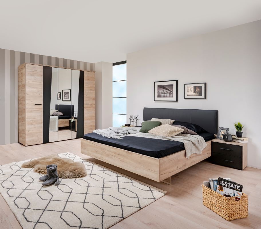 Malá spálňa Marcus-dub sivý/čierna | Nábytok Harmonia - kvalitný ...
